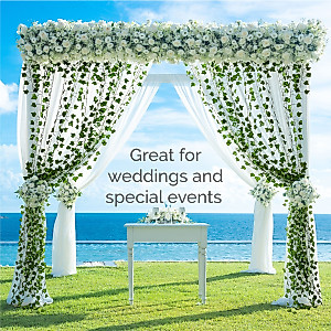 Elements Fake Ivy Garland, Poly Silk Ivy Wall decor with UV protection, Indoor Outdoor Décor for Living Room, Bedroom , Party, Wedding and Patio and Poolside, 79 Inch, 1680 Leaves, Green