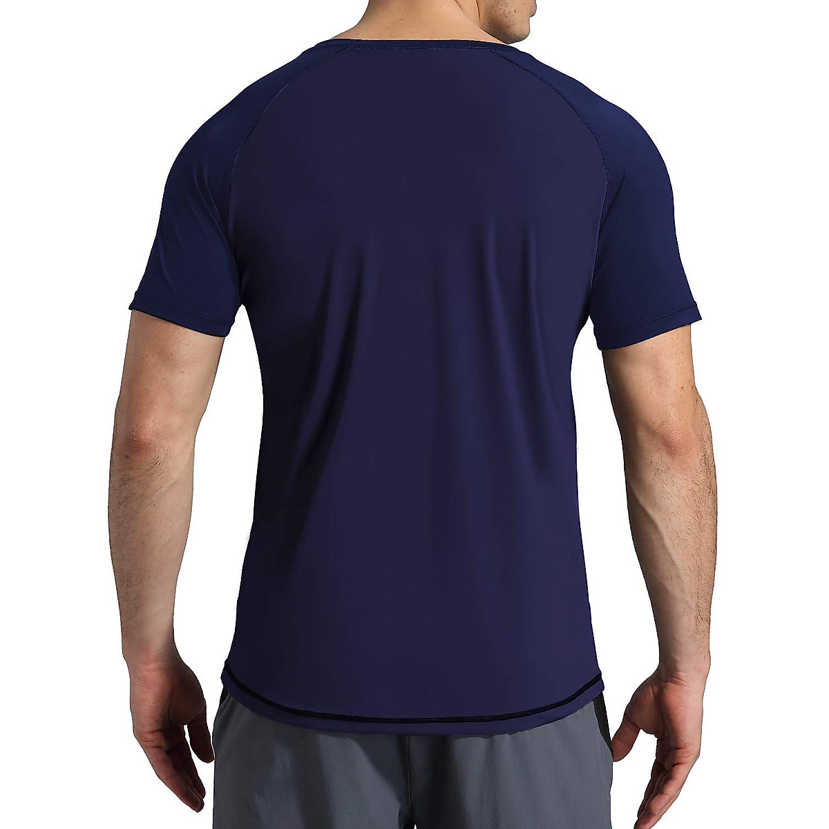 VAYAGER Men's Swim Shirts Rash Guard UPF 50+ T Shirts Quick Dry Loose Fit Water Surfing Shirt(Navy-XL)