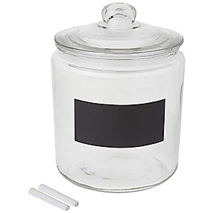 Circleware Large 1.1 Gallon Mason Jar Chalkboard Glass Canister with Lid and Handle, Kitchen Glassware Food Beverage Preserving Container.