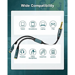 SOLMIMI Headphone Splitter 3.5mm 4-Pole Male to Two TRRS Female Adapter Suitable for Two Audio and Microphone Headsets, Compatible with PC, Laptop, Android, Windows, Smartphones