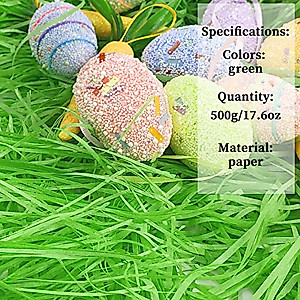 QLINLEAF 1LB Easter Green Grass Basket Filler Recyclable Paper Green Raffia Grass Recyclable Shred Paper Paper Filler for Easter Party Gift Basket Filler