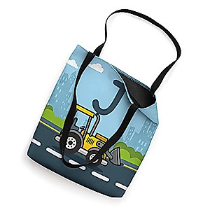 Kids Monogram Construction Loader Letter J Tote Bag