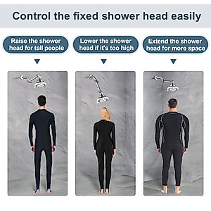 BRIGHT SHOWERS Brass Shower Arm Extender for Rain and Handheld Shower Head, 5 Inch Universal Shower Head Extension Arm, Height & Angle Adjustable, Chrome