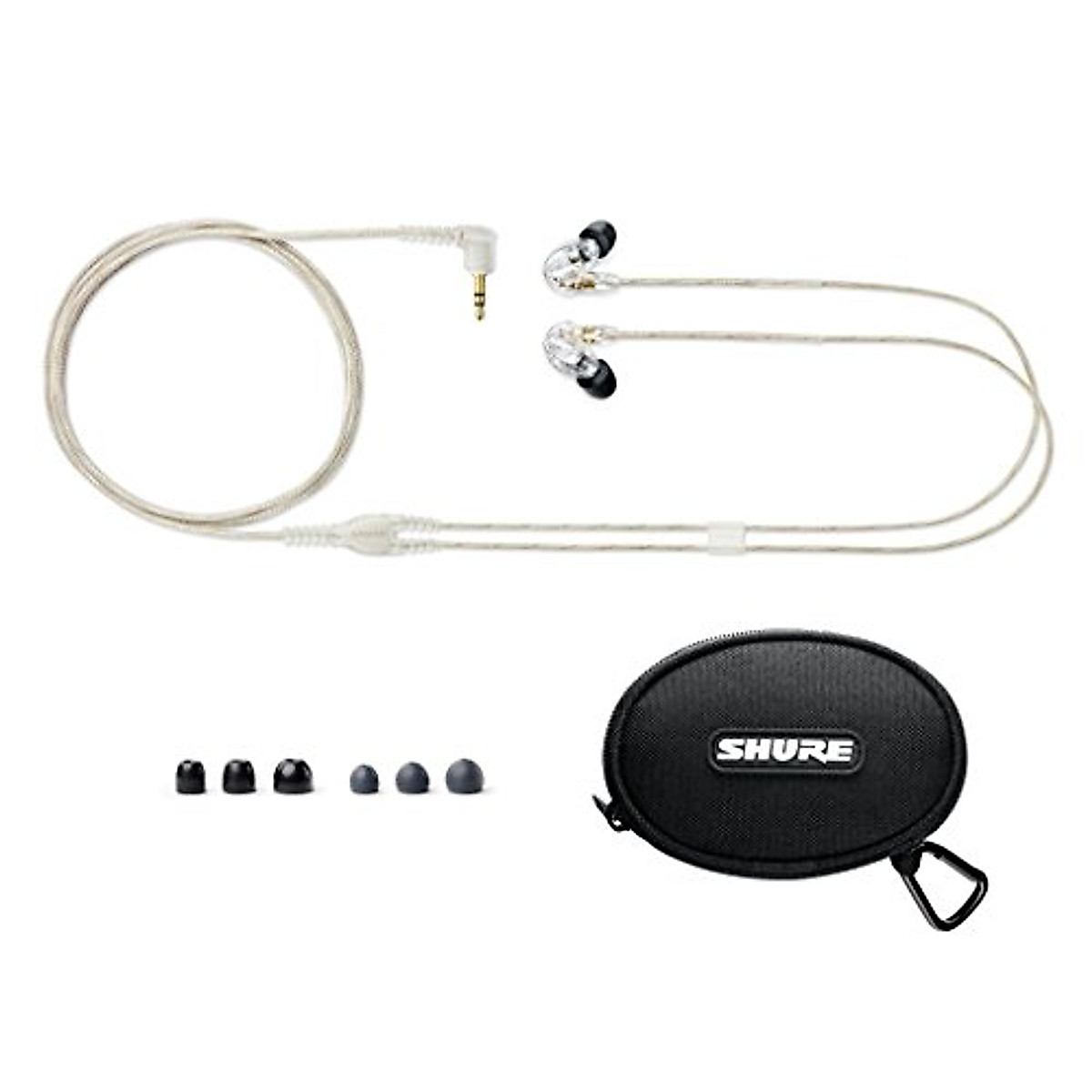 Shure SE215 PRO Wired Earbuds - Professional Sound Isolating Earphones, Clear Sound & Deep Bass, Single Dynamic MicroDriver, Secure Fit In Ear Monitor, plus Carrying Case & Fit Kit - Clear (SE215-CL)