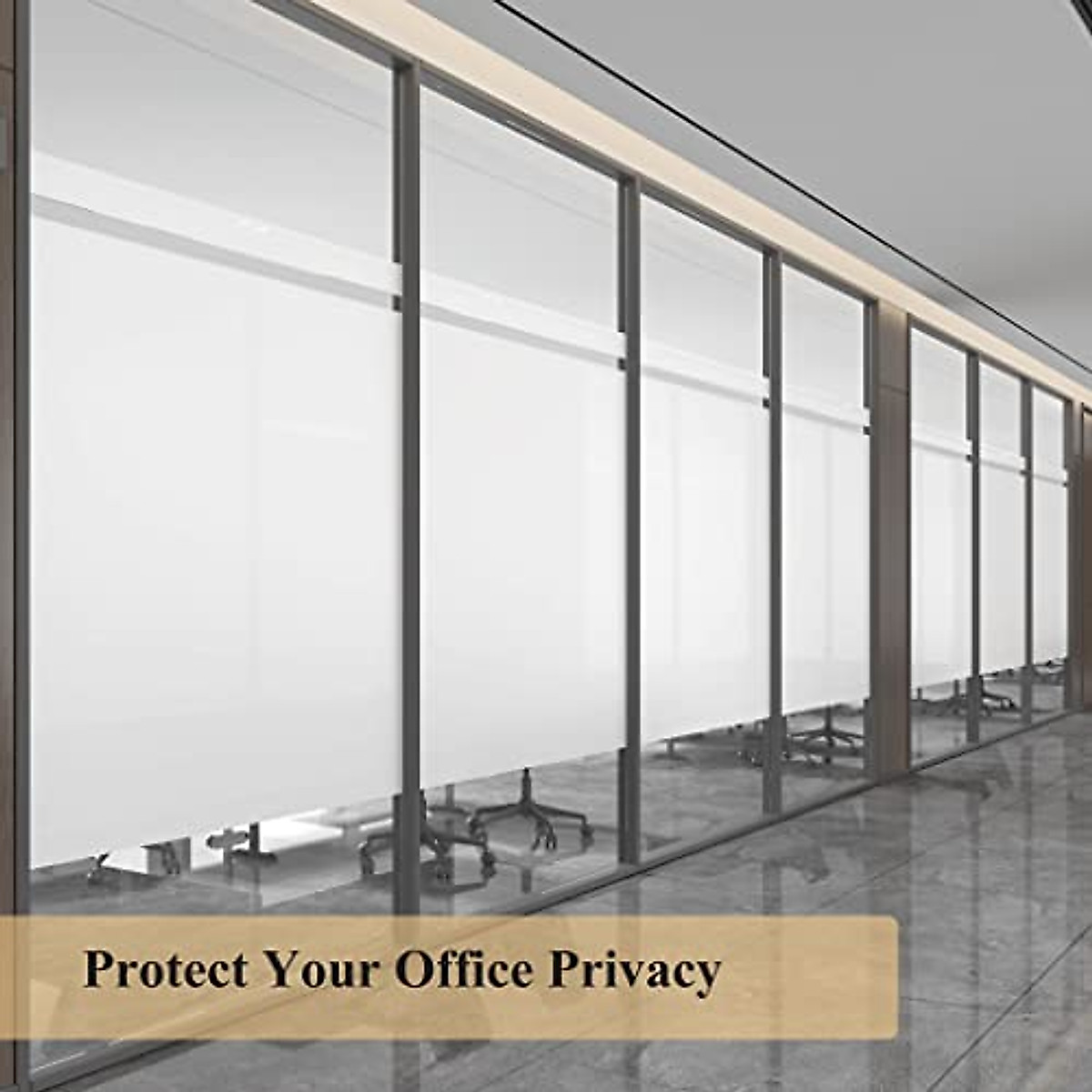 LONGYONG Window Privacy Film Frosted Glass Static Cling Window Film Non-Adhesive Window Covering for Bathroom Home Office 17.5"x79" White