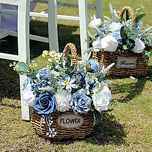 LELEE Artificial Flowers Rose Fake Silk Flower Combo Dusty Blue Foam Roses Bulk Decor Set for Wedding Bouquets Centerpieces Arrangements Cake Party Table Bridal Baby Shower Home Decorations