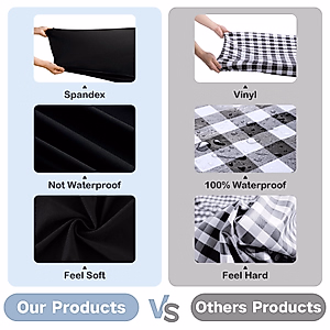 Wolkemer Fitted Oval Tablecloth Spandex Stretch Black Cocktail Table Cover Elastic Edge Topper Cap for Dining Wedding Party Picnic 48 x 72 Inch