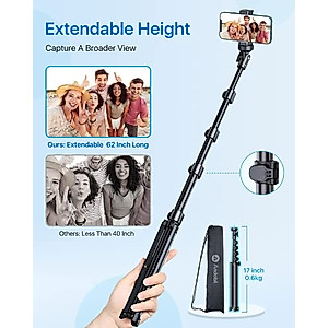 andobil 62'' iPhone Tripod Stand with Remote, Tripod for Samsung Galaxy S23 Ultra, Extendable Cell Phone Stand Lightweight Tripod Fit for iPhone 14 Pro Max, Samsung S22 S21, Android/Camera/GoPro