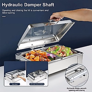 9L Food Warmers for Parties Electric, Stainless Steel Electric Chafing Dish, Party Warming Trays - Adjustable Temperature + Hot Plate Electricgn(Size:1 Grid)