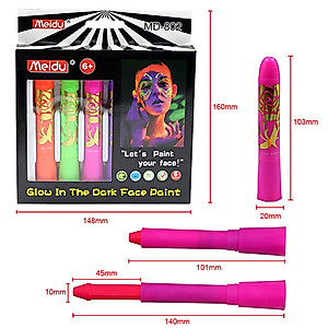 Luminous Face Paint Crayons,Washable,Halloween Making Up,Non Toxic Fluorescent Body Markers