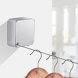 SPAANY Retractable Clothesline Indoor 3.5 m/11.4 Feets,Clothes Line with Adjustable Stainless Steel Rope String,Wall Mounted Clothes Drying Laundry Line for Bathroom Laundry,Black