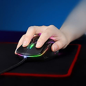 Lazy Pad,uvvy Wired Computer Mice Ergonomic Design Adjustable 6400dpi for Pc Office and Home Rgb Backlit 7 Keys Corded Computer Mouse