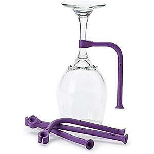 Stemware Saver,Silicone Wine Glass Holder,4 Flexible Dishwasher Attachments Set for Wine or Champagne Glasses (Purple), PIBM