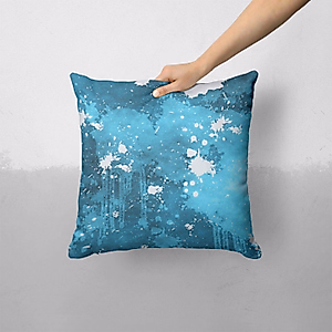 iiRov Abstract Blue Paint Splatter - Custom Decorative Home Decor Indoor or Outdoor Throw Pillow Cover Plus Cushion Set for Sofa, Bed or Couch (Pillow CASE Cover Plus Cushion)