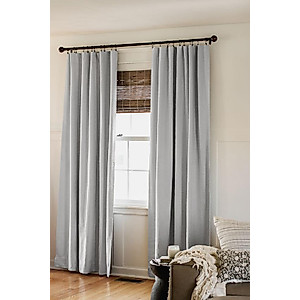 INOVADAY Blackout Curtains 84 Inch Long 2 Panels Burg Linen Textured Thermal Insulated Window Treatment Panels Drapes for Bedroom Living Room - Grey, W50 x L84