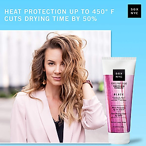 SGX NYC Blaze Heat Protectant and Primer - 6.5 Oz - For All Hair Types - Reduces Heat Damage and Drying Time - Strengthens and Revitalizes Damaged Hair - Sulfate and Paraben Free