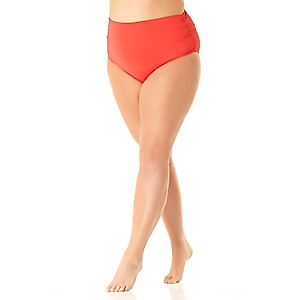 Anne Cole Women's High Waist Fold Over Double Lined Bikini Swim Bottom, Black, 18W