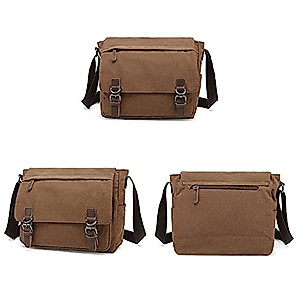 Sechunk Canvas Leather Messenger Bag Shoulder bag Cross body bag Crossbody 13 Inch Laptop Bag