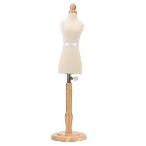 Female Mannequin with Stand, 18-23in Height Adjustable Dress Form Manikin Body with Wooden Base, Pinnable Mannequin Body Dress Jewelry Display for Sewing Dressmakers