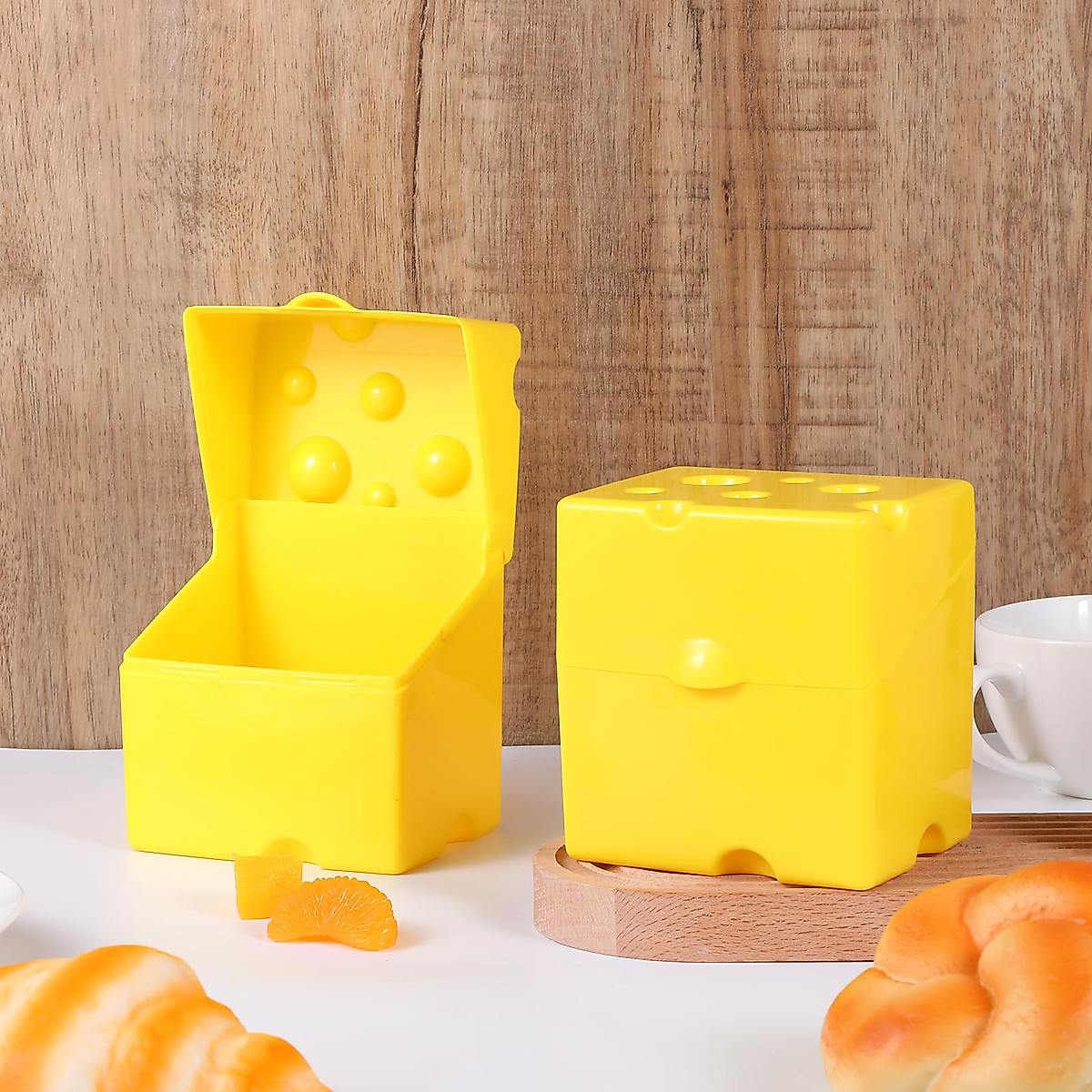 MAQUITA Sliced Cheese Container for Fridge, 2 PCS Cheese Storage Box with Flip Lid Plastic Cheese Keeper Cheese Saver Holder
