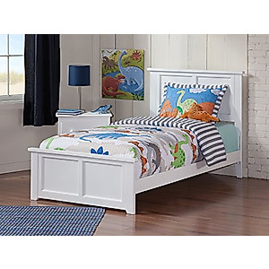 AFI Madison Twin Traditional Bed with Matching Footboard and Turbo Charger in White