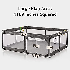 Uanlauo Baby Playpen: 71x59 Inch, Safe for Babies and Toddlers, Sturdy with an Anti-Slip Base. Indoor/Outdoor Use. Breathable Mesh, No Mat.