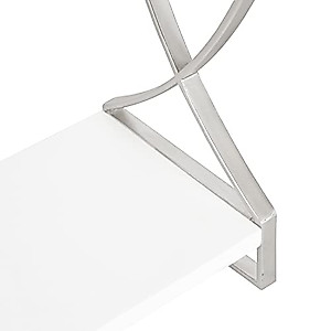 Kate and Laurel Arietta Modern Glam 3-Tier Wood and Metal Shelf, 18 x 7 x 28, White and Silver, Chic Contemporary Storage and Decor