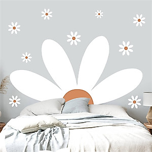 Laoyello Bohemia Large Flower Wall Decals Peel and Stick Daisy Wallpaper Wall Art Stickers Boho Nursery Wall Decal Kids Room Decor