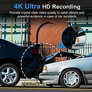Pelsee P10 Pro 10" 4K Mirror Dash Cam, Rear View Mirror Camera Smart Driving Assistant w/ADAS and BSD, Night Vision Dash Cameras Front and Rear, Voice Control,Parking Monitoring,Free 32GB Memory Card