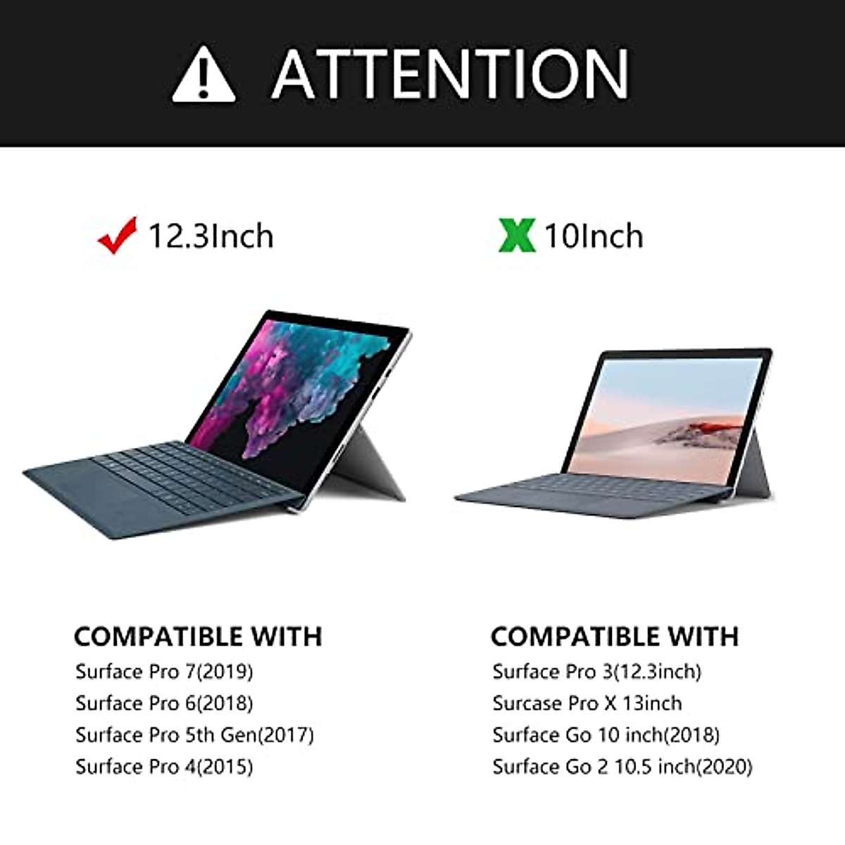 Microsoft Surface Pro 7 Case with Keyboard, Keyboard Case for Microsoft Surface Pro 7 /Surface Pro 6/Surface Pro 5/ Surface Pro 4 12.3 inch Tablet Detachable Wireless Bluetooth Keyboard