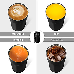 Puraville 12oz Stainless Steel Tumbler, Double Wall Vacuum Insulated Coffee Tumbler Travel Coffee Mug with Leak Proof Lid, Reusable Thermal Cup for Hot and Cold Drinks,Black