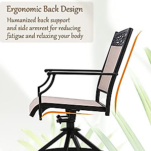 Sophia & William Patio Chairs set of 2 Patio Swivel Dining Chairs Aluminum Frame Bistro Rocker Chairs with Durable Textilene Cast Aluminum Modern Back All Weather Patio Furniture for Garden Yard Beige