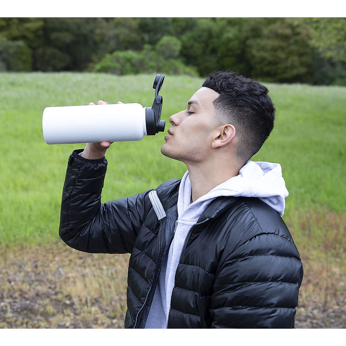 MIRA Spout Lid Wide Mouth Water Bottles | Compatible with Multiple Sierra Bottle Sizes: 12 oz, 24 oz, 32 oz & 40 oz - Black