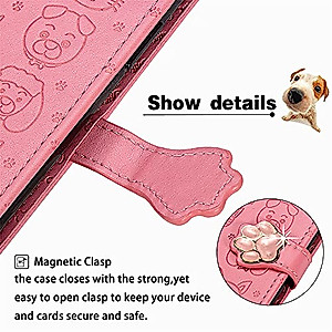 ONV Wallet Case for Oppo Realme 7 Pro - Adjustable Strap Sparkly Animal Leather Folio Cover Card Holder Anti-Shock Stand Magnet Flip Case for Oppo Realme 7 Pro [MG] -Pink