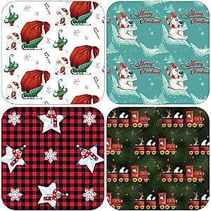 ZINTBIAL Funny Christmas Wrapping Paper for Kids Adults - Xmas Gift Wrap with Red/Black Plaid Snowman, Polar Bears, Cute Santa, and Christmas Train Designs - 20 x 29 Inches, 8 Folded Sheets -