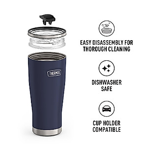 THERMOS ICON SERIES Stainless Steel Cold Tumbler with Slide Lock, 24 Ounce, Mystical Navy