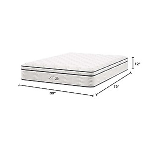 Modway MOD-7090-WHI Jenna 12" Innerspring and Foam King Mattress, White
