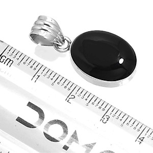 JEWELOPORIUM 925 Silver Pendant for Women Genuine Black Onyx Gemstone Costume Silver Pendant Necklace Christmas - Gift Vintage Jewelry