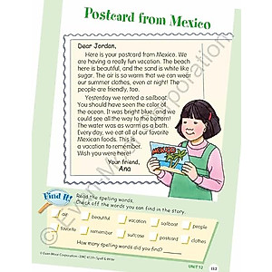 Evan-Moor Skill Sharpeners Spell and Write Workbook, Grade 3, 120 Spelling Words, Test Prep, Word Families, Short Vowels, Grammar, Punctuation, Creative Writing, Vocabulary, Activities, Homeschool