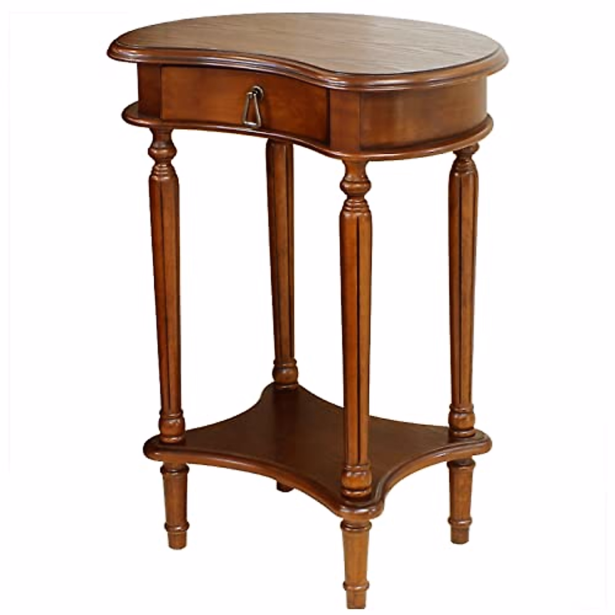 Coffee Table Solid Wood Side Table, 2-Tier End Table with Storage Shelf and Drawer, Narrow Nightstand Bedside Table for Small Spaces, Bedroom, Living Room, Entryway, Farmhouse Sofa Side End Table