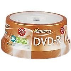 Memorex, Dvd R, 25 Pk, Write Once Disc, 16x, 4.7gb, 2000 Photos, 120 Min in SP Mode
