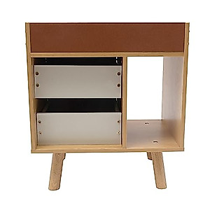 WaShaRoom Nightstand, 2 Drawer Dresser for Bedroom Maple Color Bedside Table with Drawer, Bedside Table End Tables Living Room, File Cabinet Storage with Sliding Drawers and Shelf for Home Office
