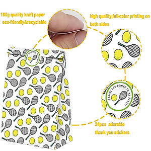 24 Pack Tennis Party Candy Favor Bags with Stickers, Tennis Goodie Gift Treat Bags Tennis Themed Birthday Party Supplies