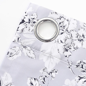 DriftAway Flower Floral Pencil Sketch Blackout Room Darkening Grommet Lined Thermal Insulated Energy Saving Window Curtains 2 Layer Set of 2 Panels Each 52 Inch by 84 Inch Gray and Soft White