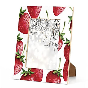 Pardick Fresh Strawberry 8x10 Picture Frame, Watercolor Fruit Red Wooden Photo Frames for Tabletop and Wall Display, Picture Frame Home Office Decor