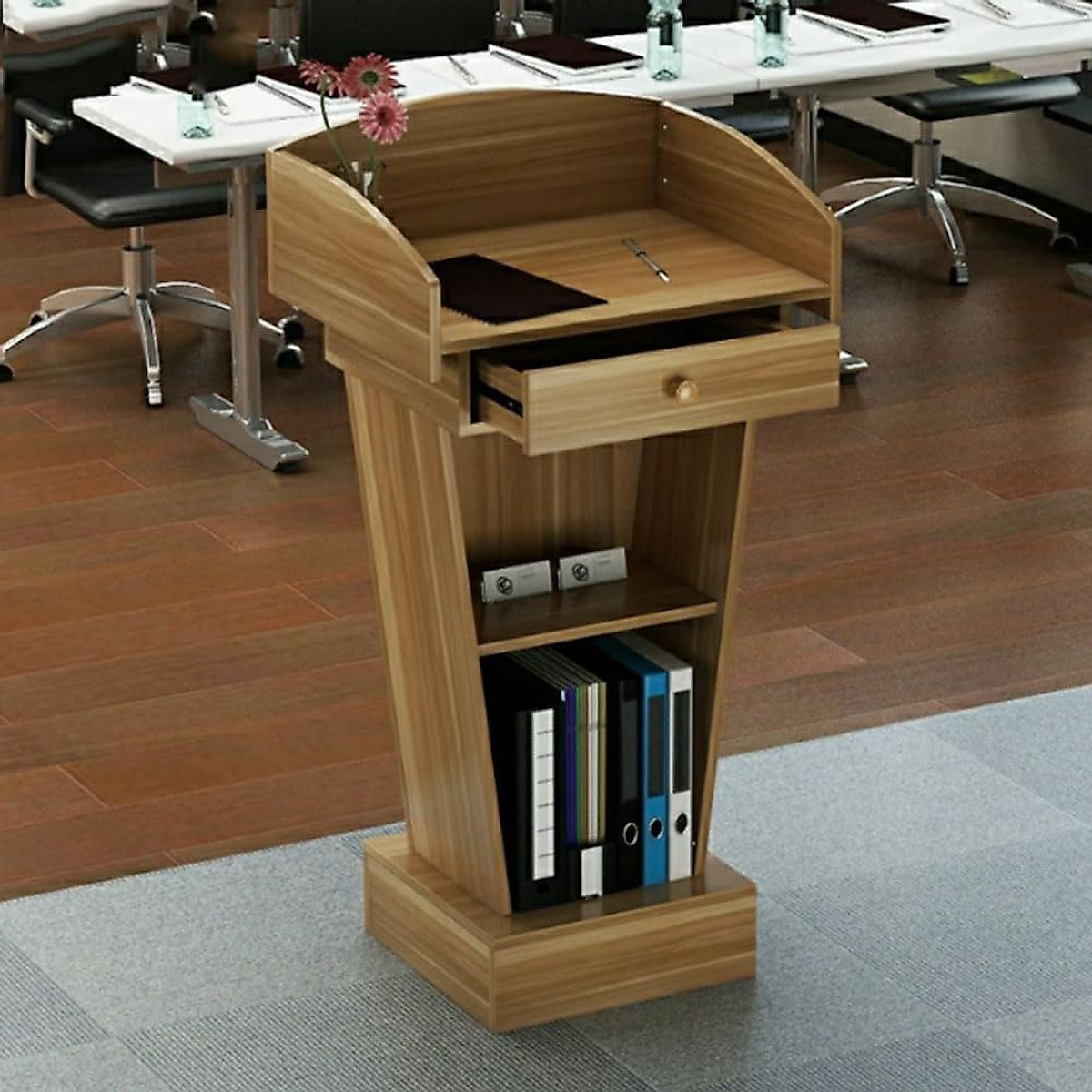 Lectern Square Lectern Wooden Conference Table Standing Lectern with Open Storage Laptop Desk Teacher Podiums Simple Podium Stand