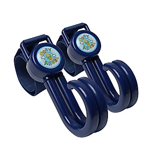 Clearance Stroller Hook Organizer - 2 Pack with 2 Double Multi Purpose Buggy Hooks (Blue) - Universal Fit for All Strollers - Pram, Pushchair, Stroller Accessory-Hanger for Baby Diaper Bags, Groceries