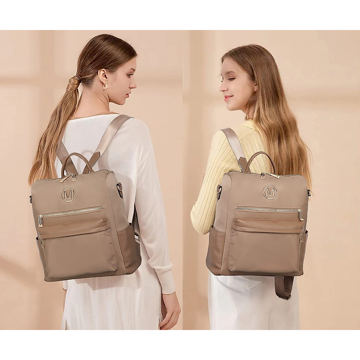 MKP COLLECTION Women Nylon Backpack Purse Convertible Large Ladies Designer Rucksack Travel Shoulder Bags Handbag 2PCS