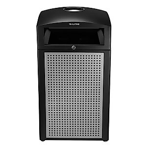 Alpine Industries Rugged 40-Gallon All-Weather Outdoor Recycle Bin Trash Can Container (Without Ash Tray, Steel Panels)