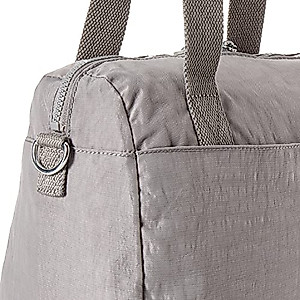 Kipling Women's Klara Handbag, Organize Accessories, Removable Shoulder Strap, Dual Carry Handles, Crinkle Nylon Bag, Cool Grey Tonal